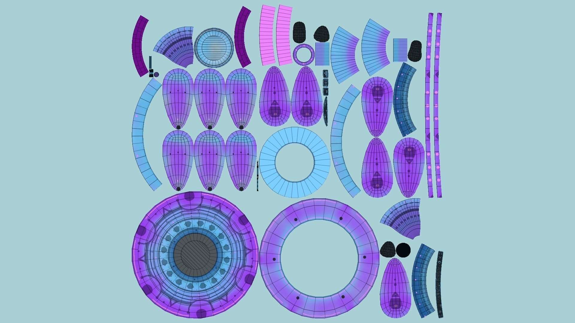 3D model Alien Spaceship UFO G04 Purple Blue - Sci Fi Spacecraft Design ...