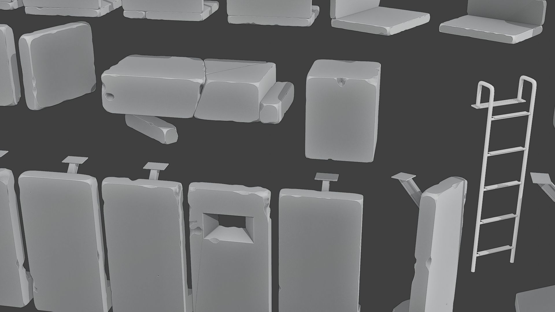 Concrete Wall Base Pack 1 3D model 3D printable | CGTrader
