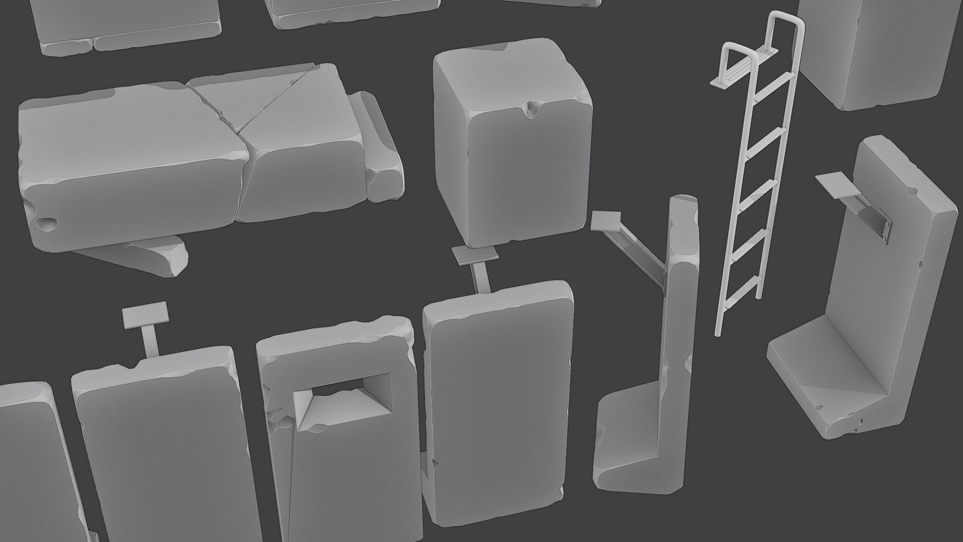 Concrete Wall Base Pack 1 3D model 3D printable | CGTrader