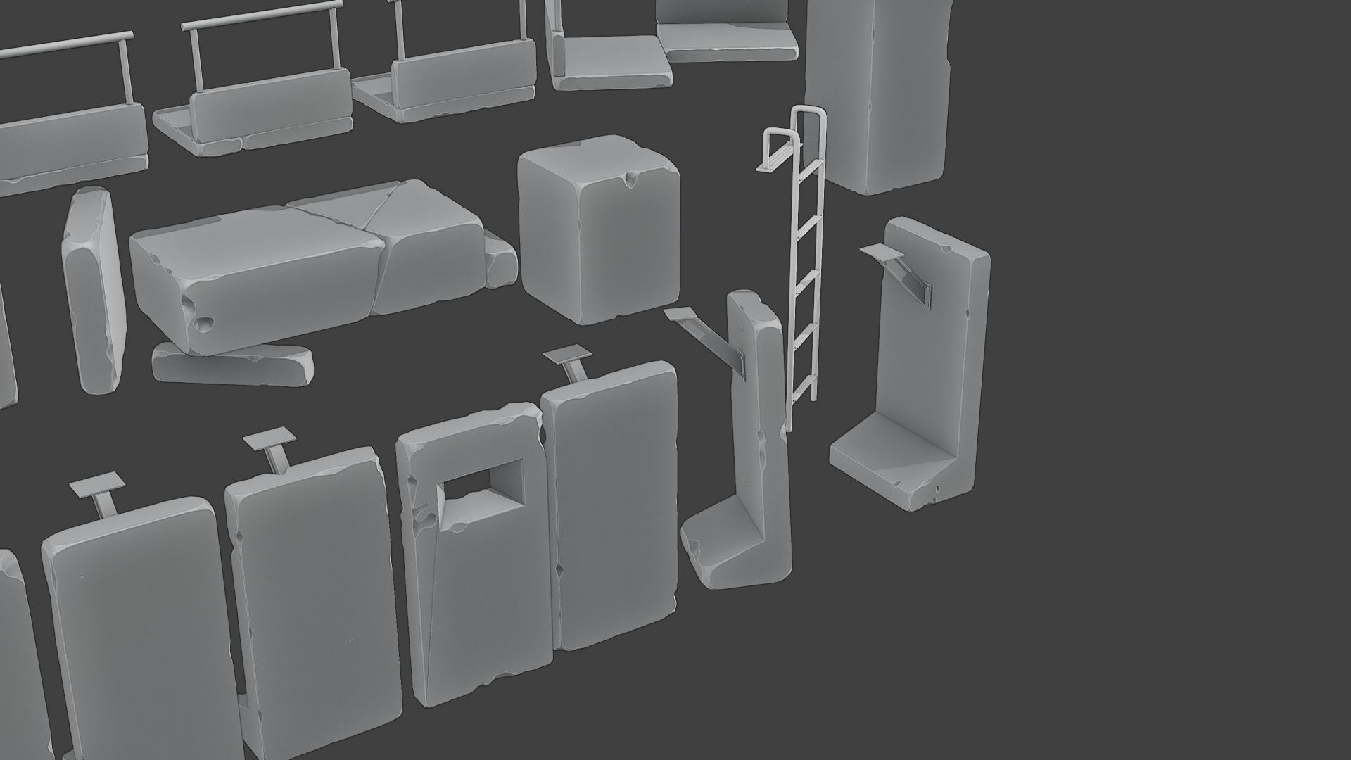 Concrete Wall Base Pack 1 3D model 3D printable | CGTrader
