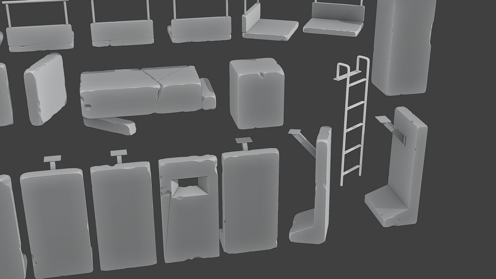 Concrete Wall Base Pack 1 3D model 3D printable | CGTrader