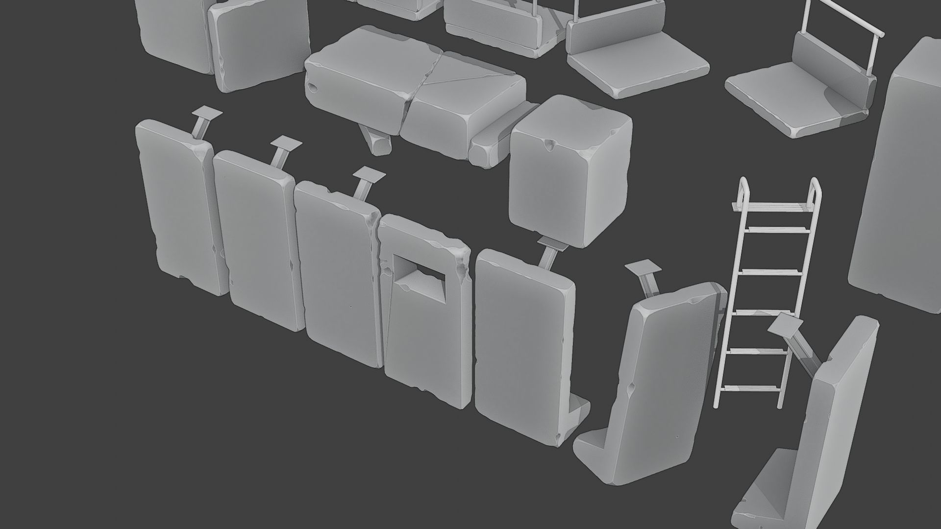 Concrete Wall Base Pack 1 3D model 3D printable | CGTrader