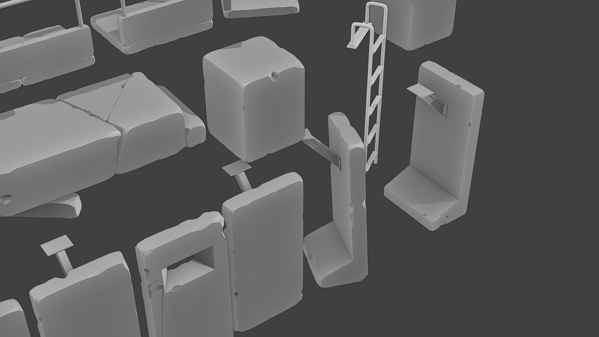 Concrete Wall Base Pack 1 3D model 3D printable | CGTrader