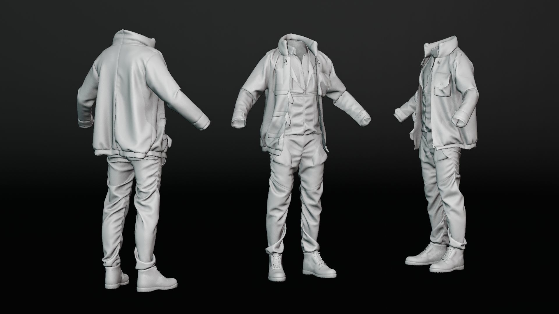 Midpoly Overall and Jacket Outfit 3D model | CGTrader