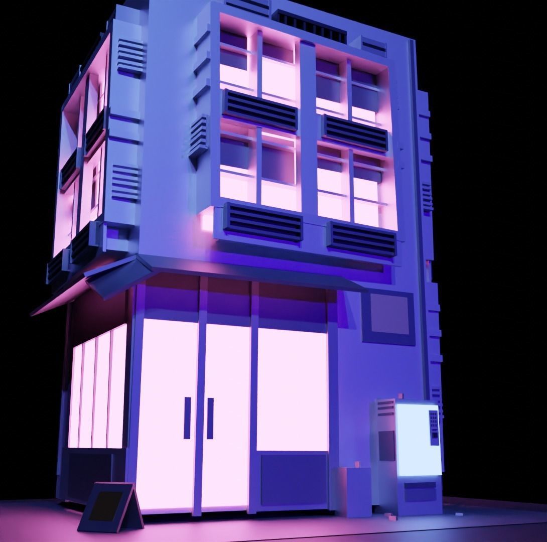Neon house free 3D model | CGTrader