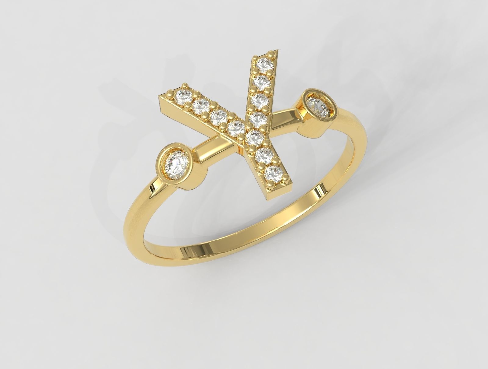 Diamond Letter Ring - Y 3D model 3D printable | CGTrader