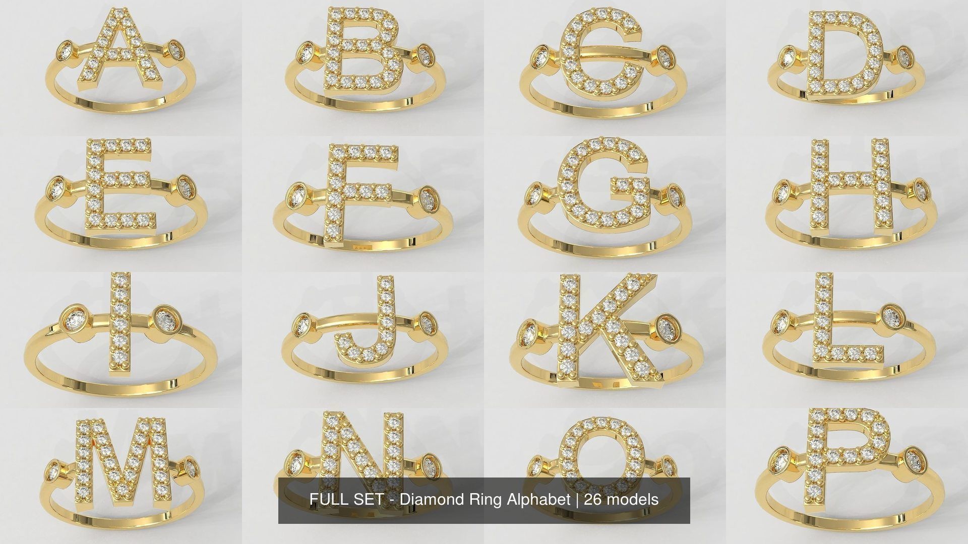 FULL SET - Diamond Ring Alphabet 3D Model Collection 3D printable ...