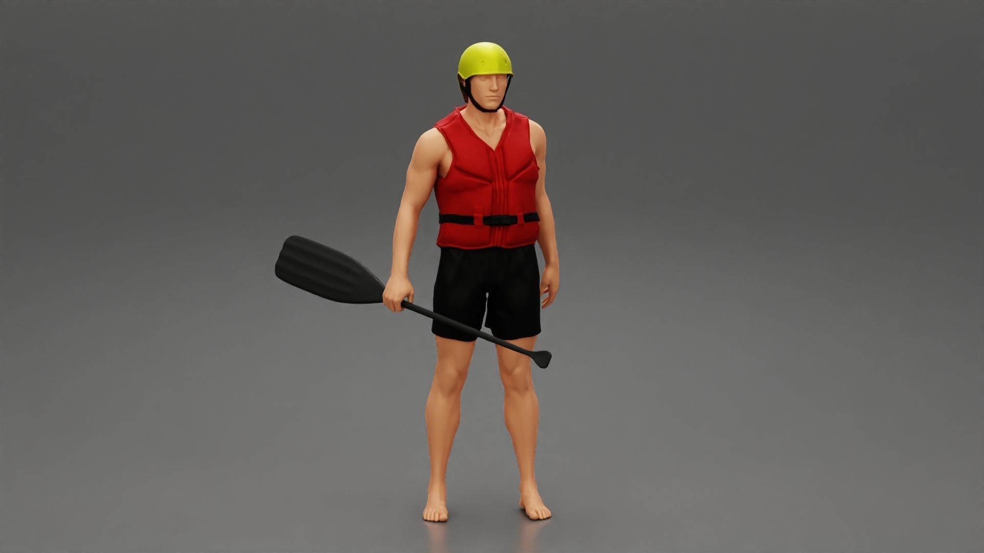 Man in rafting outfit standing and holdinga paddle pose 2 3D model 3D ...