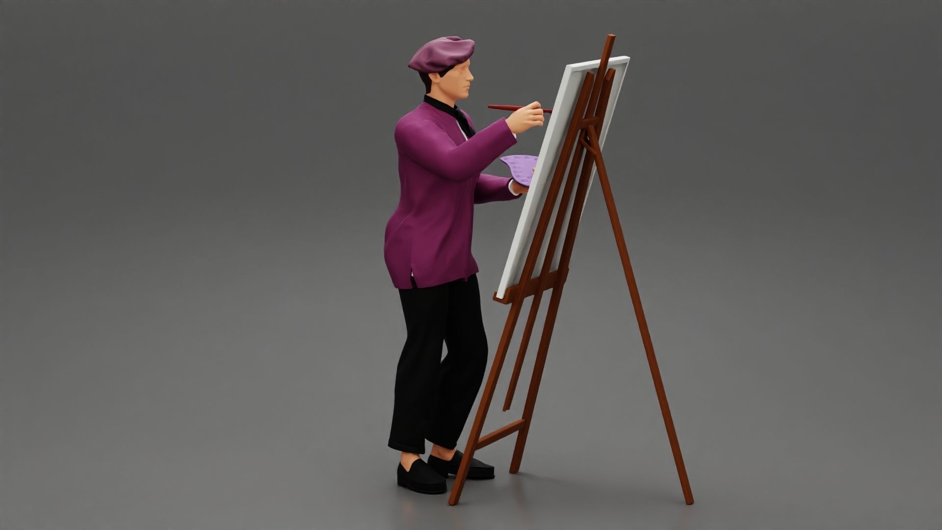 Artist painter drawing on canvas 3D model 3D printable | CGTrader
