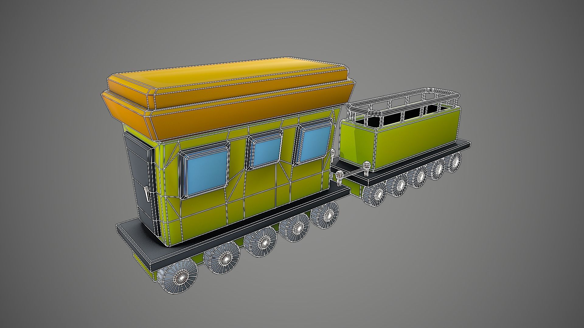 3D model TRAIN WAGONS CARS CARTOON STYLIZED VR / AR / low-poly | CGTrader