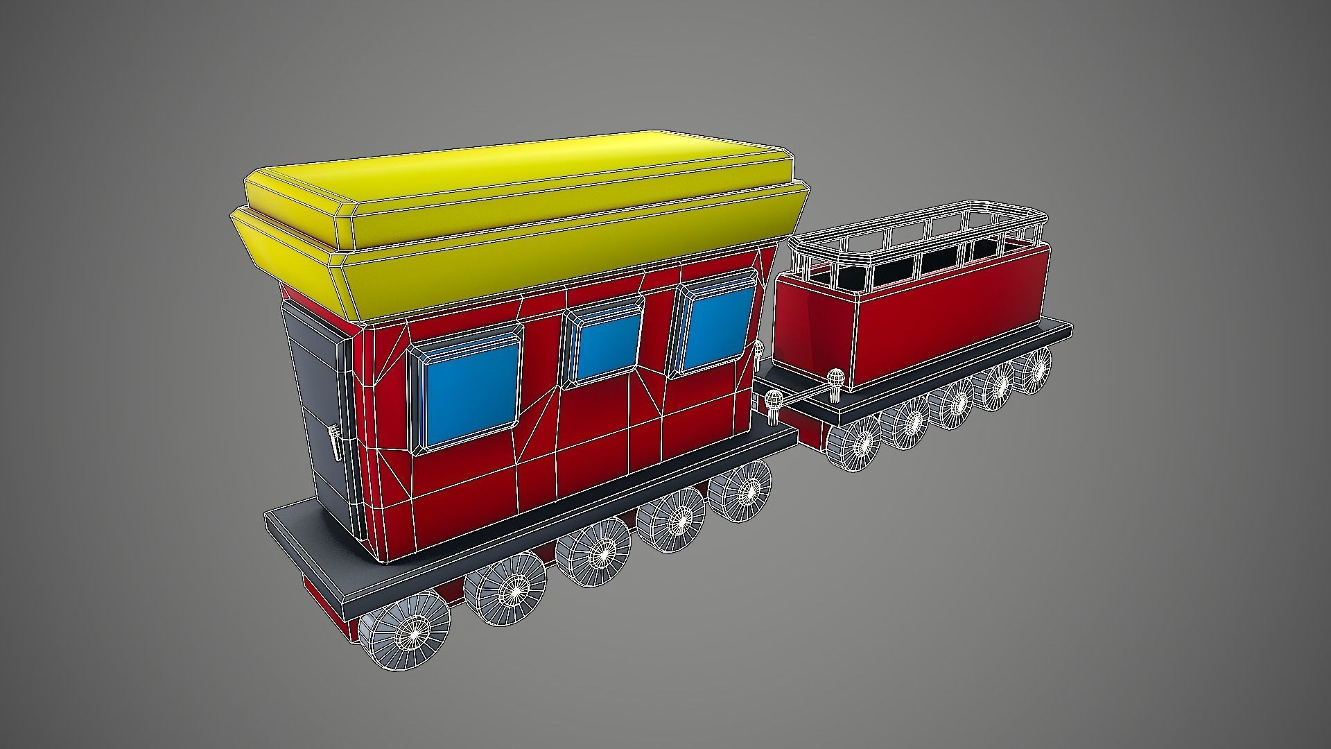 3D model TRAIN WAGONS CARS CARTOON STYLIZED VR / AR / low-poly | CGTrader