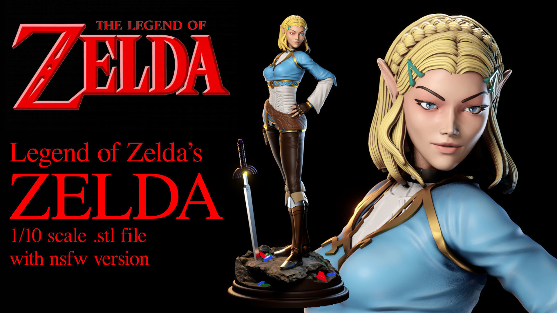Legend of Zelda - Zelda 1to10 STL file 3D print model with NSFW 3D ...