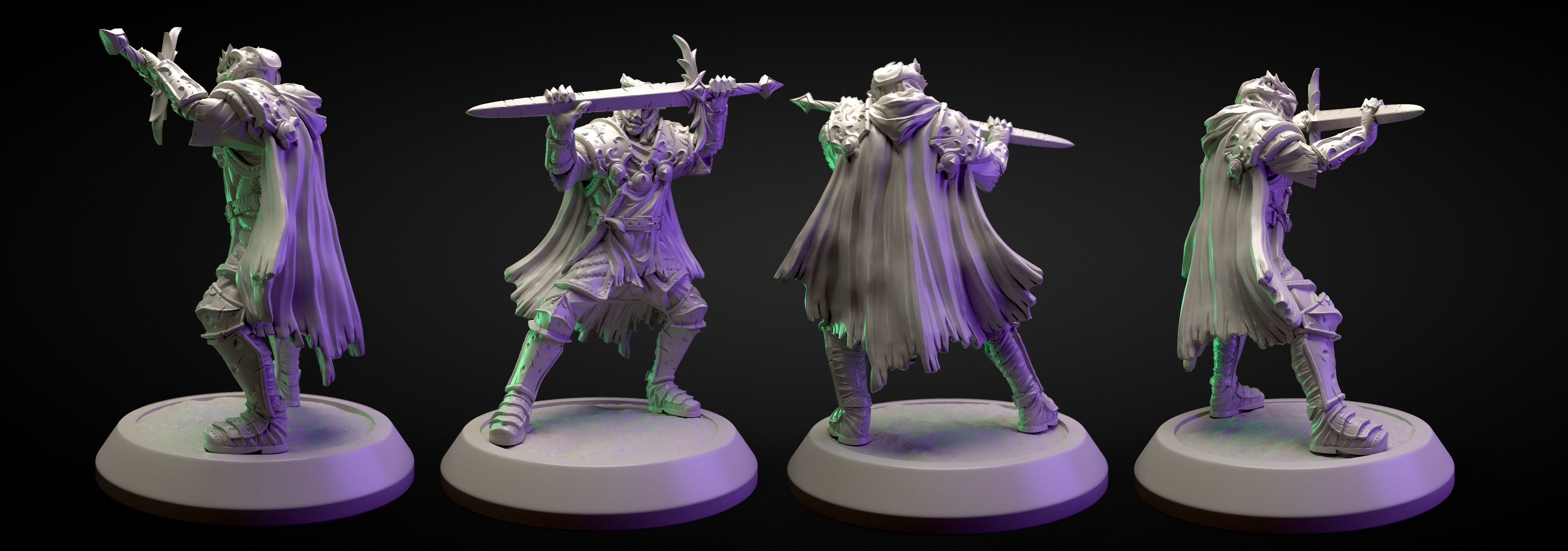 Paladin-traitor statue of knight holding sword 3D model 3D printable ...