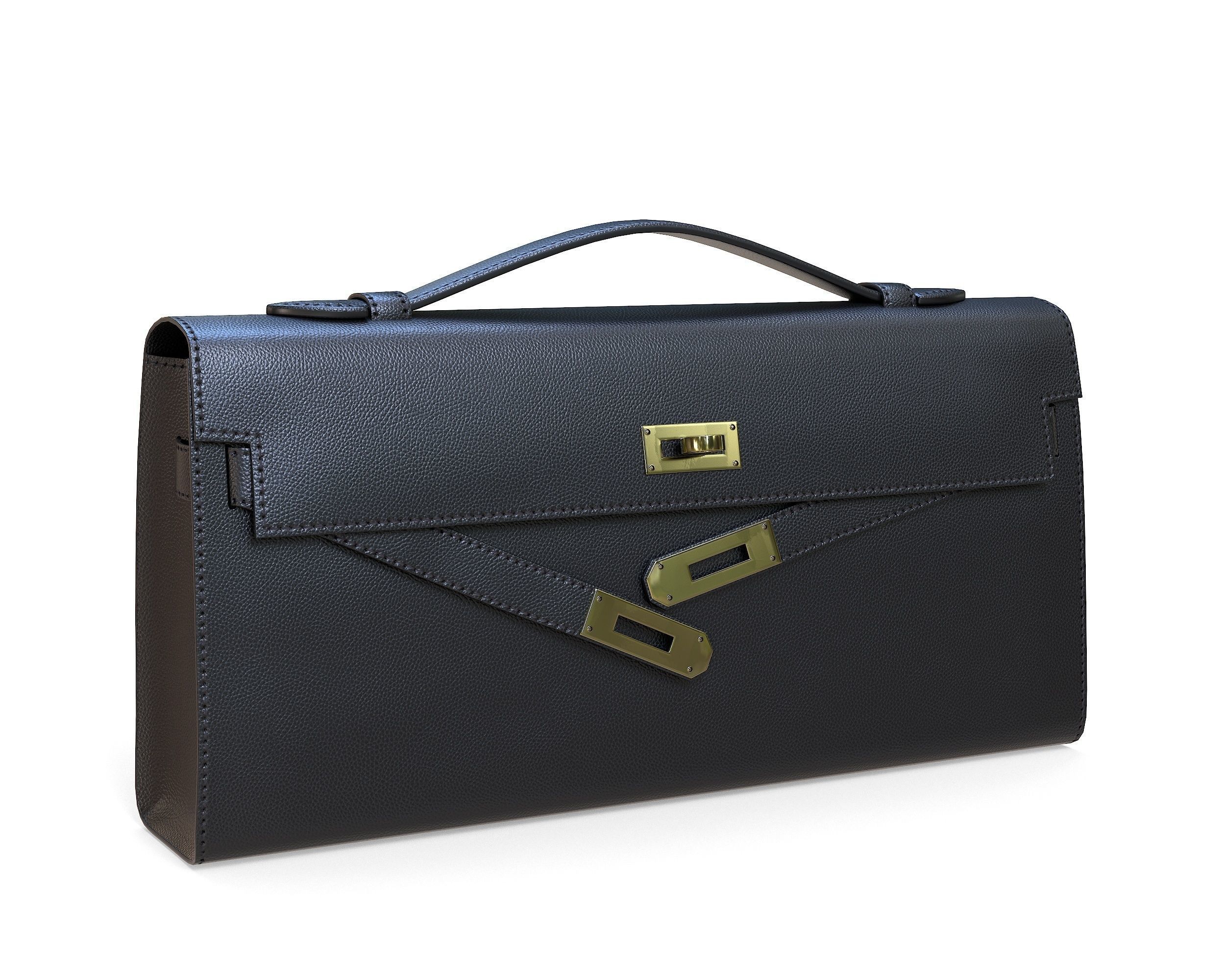 3D model Hermes Kelly Cut Clutch Black Leather VR / AR / low-poly ...