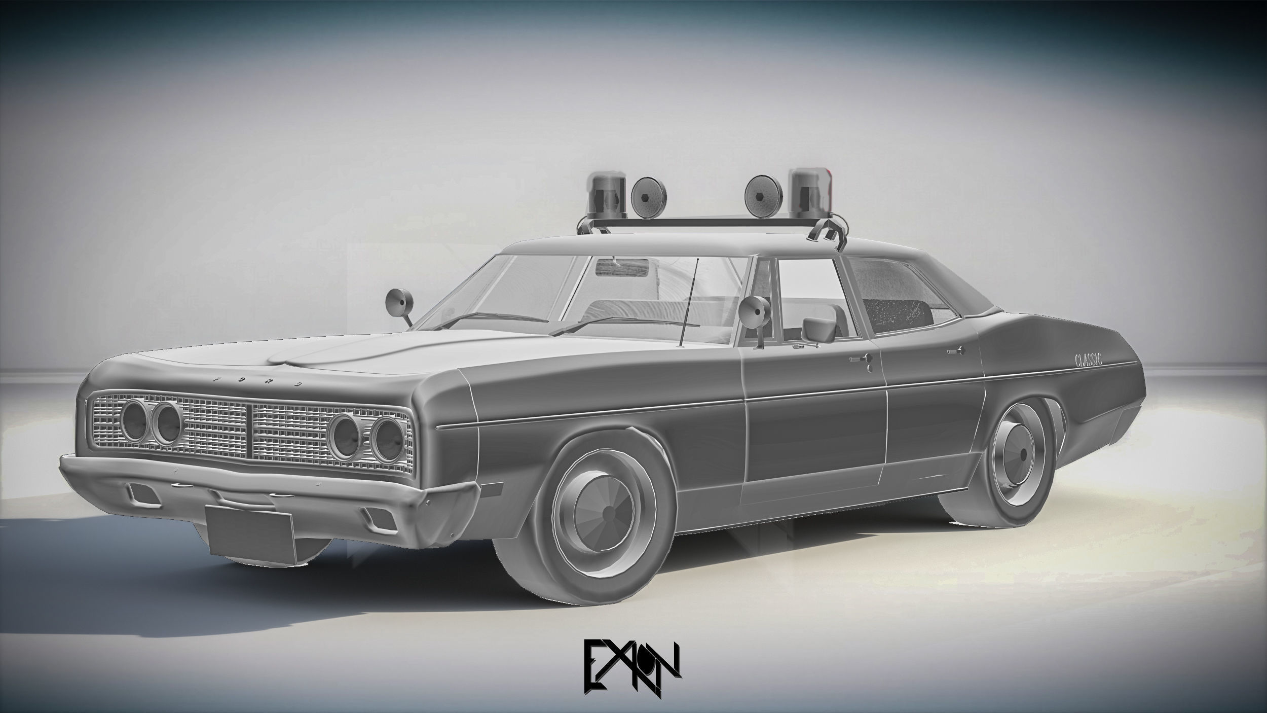 EXION Classic 70s Police Car 3D model | CGTrader