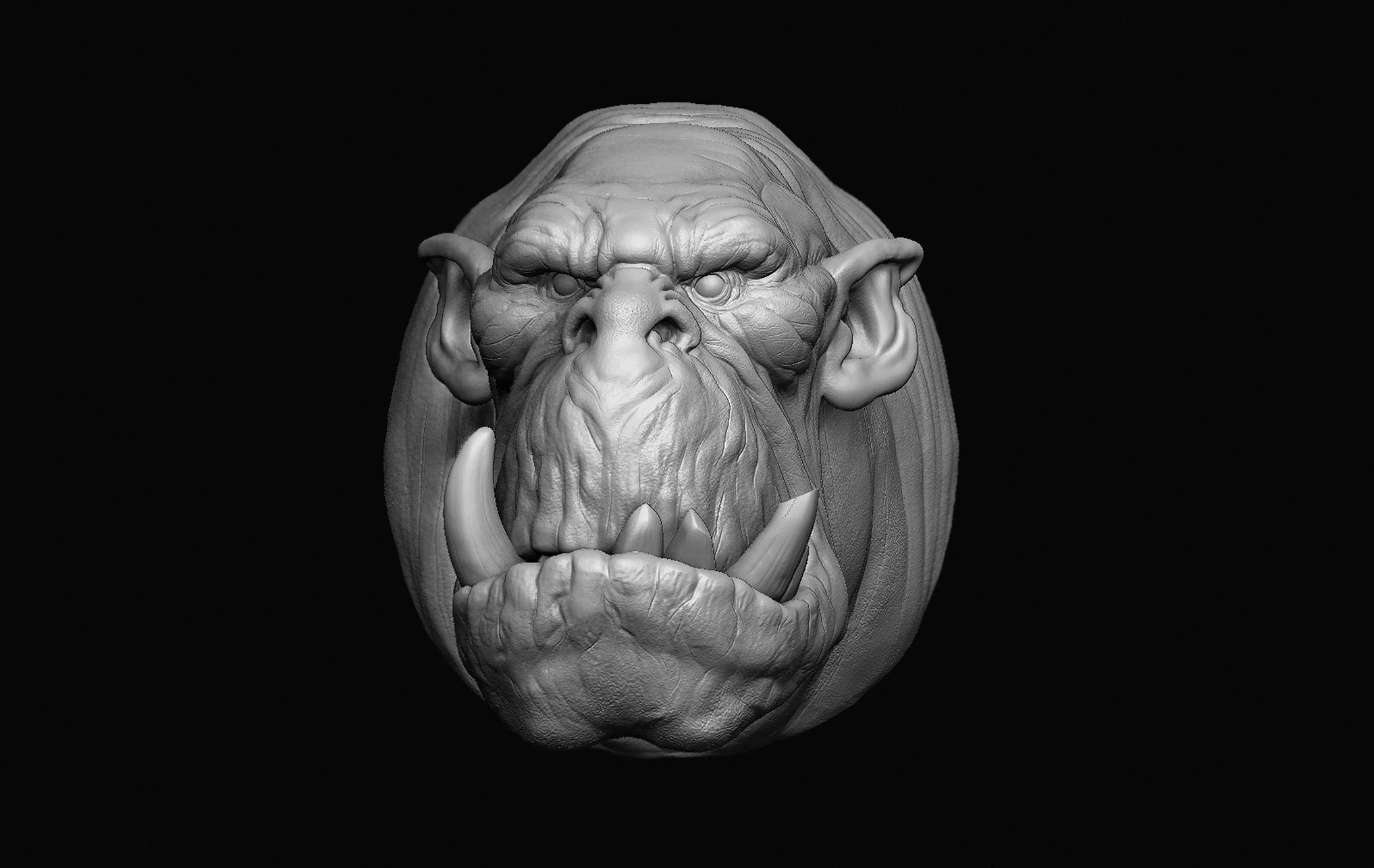 Grumpy Orc Head 3D model 3D printable | CGTrader