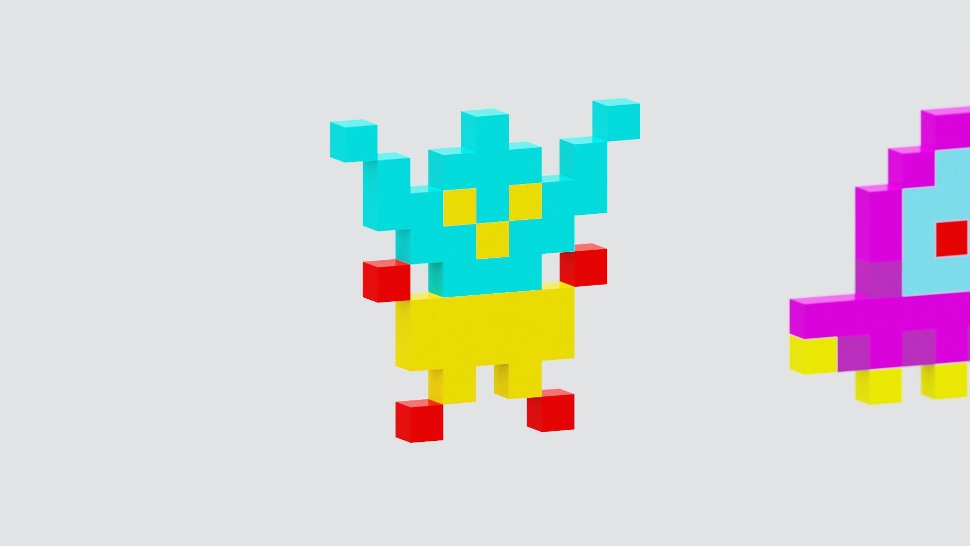 3D model Pixel Aliens VR / AR / low-poly | CGTrader