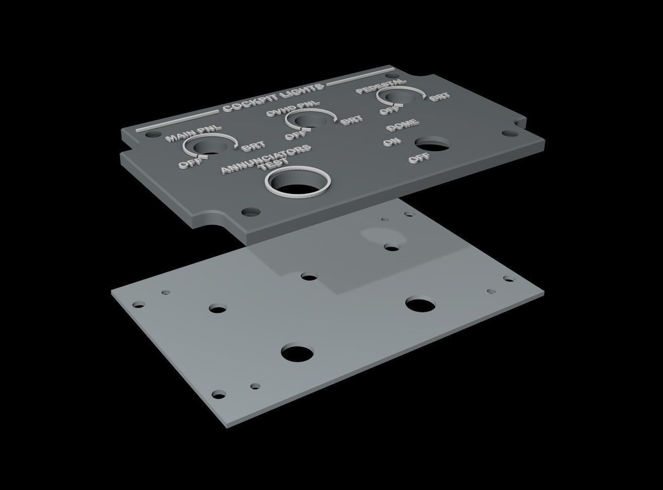 EMBRAER E1 OVERHEAD - COCKPIT LIGHTS PANEL 3D model 3D printable | CGTrader