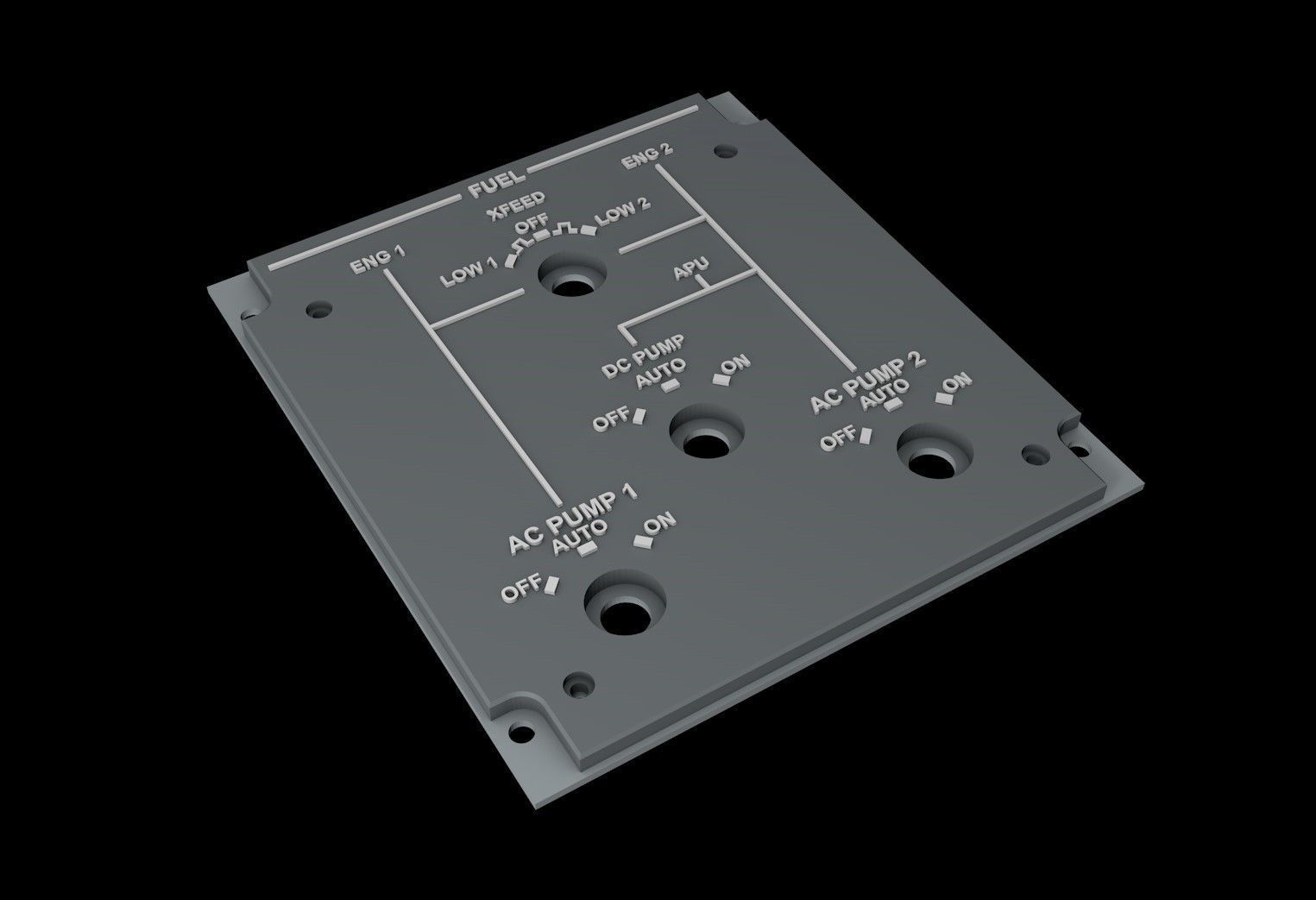 EMBRAER E1 OVERHEAD - FUEL PANEL 3D model 3D printable | CGTrader
