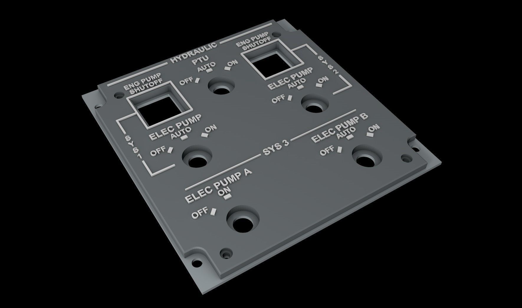 EMBRAER E1 OVERHEAD - HYDRAULIC PANEL 3D model 3D printable | CGTrader