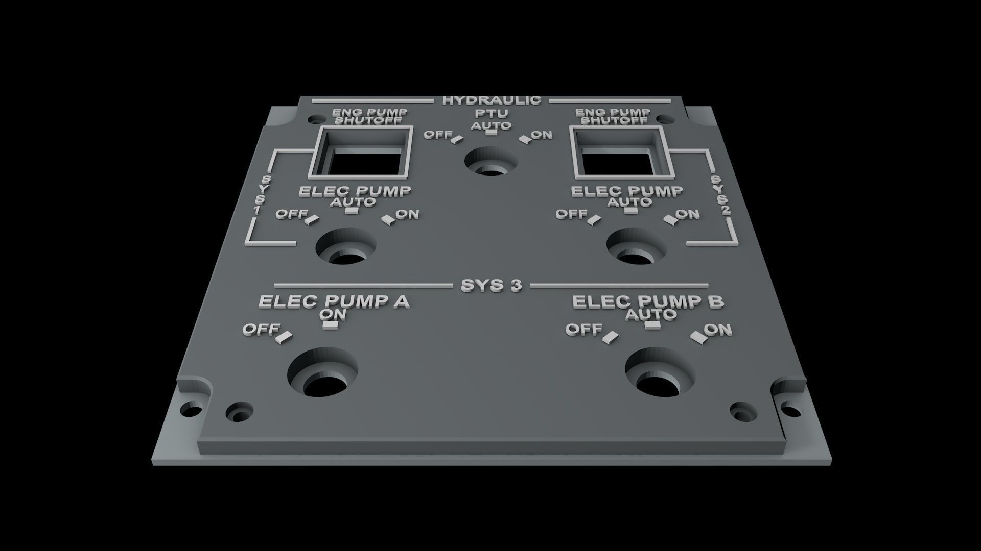 EMBRAER E1 OVERHEAD - HYDRAULIC PANEL 3D model 3D printable | CGTrader