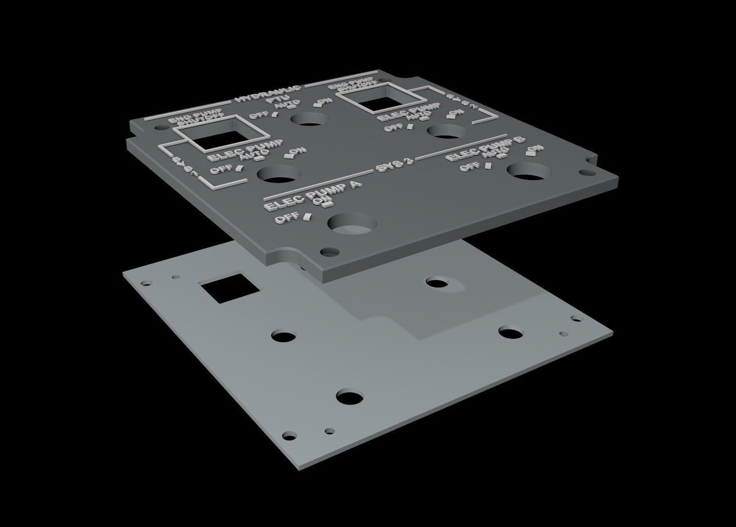 EMBRAER E1 OVERHEAD - HYDRAULIC PANEL 3D model 3D printable | CGTrader