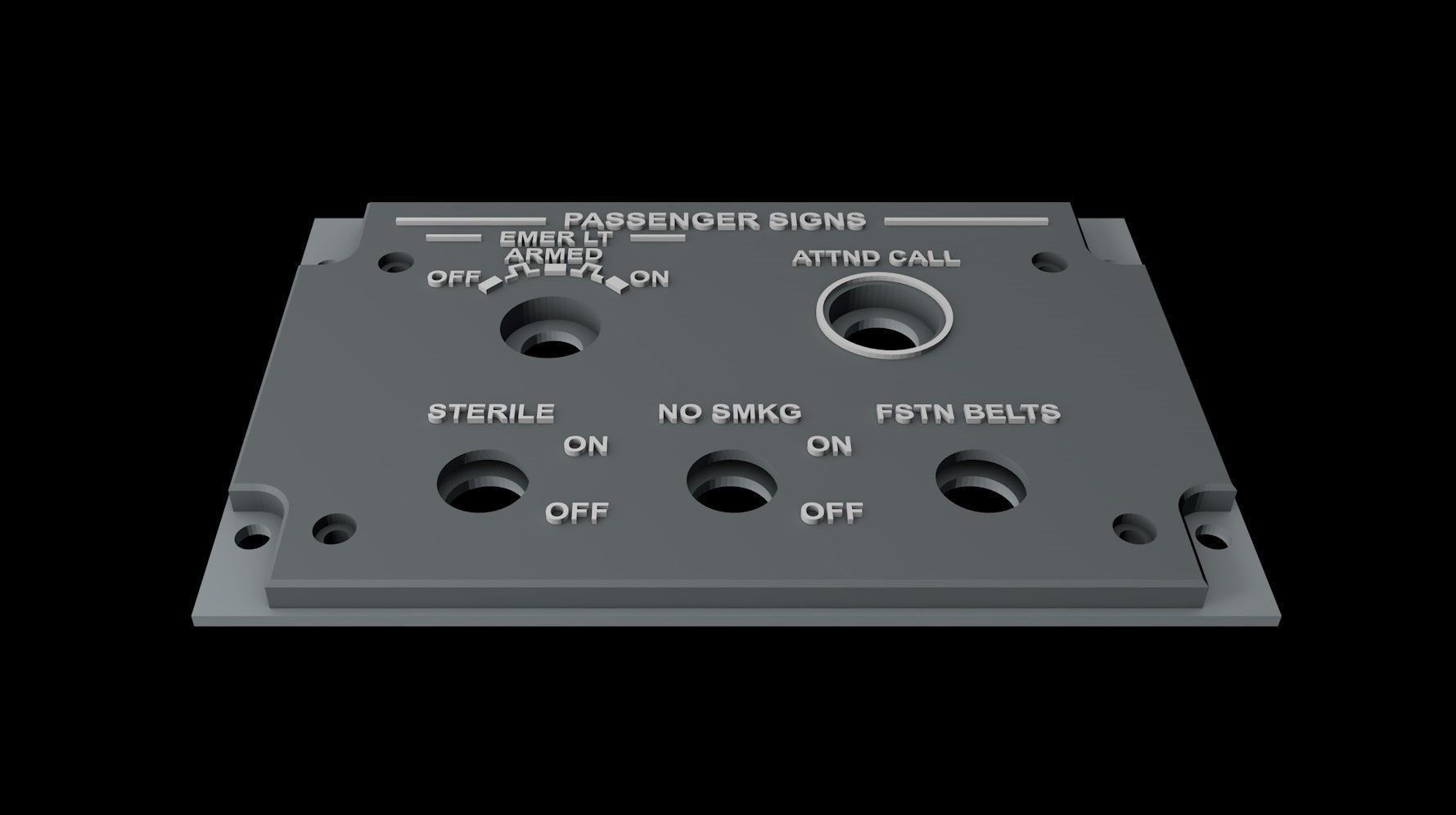 EMBRAER E1 OVERHEAD - PASSENGER SIGNS PANEL 3D model 3D printable ...