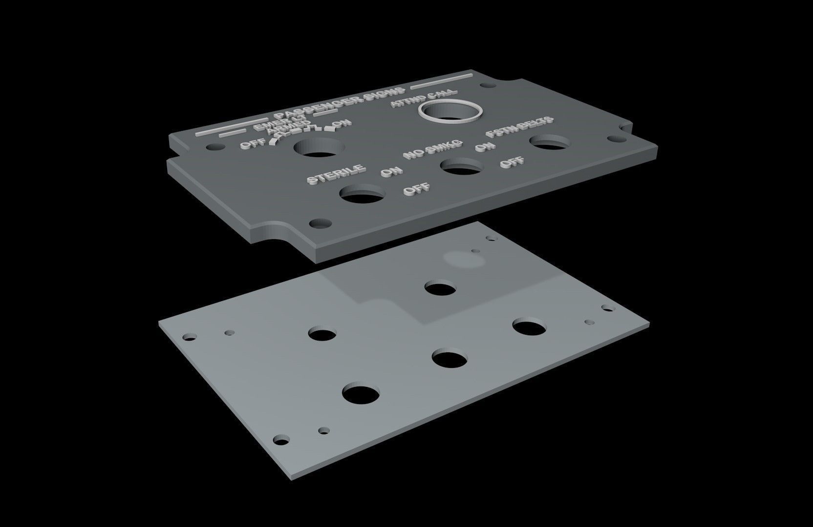 EMBRAER E1 OVERHEAD - PASSENGER SIGNS PANEL 3D model 3D printable ...