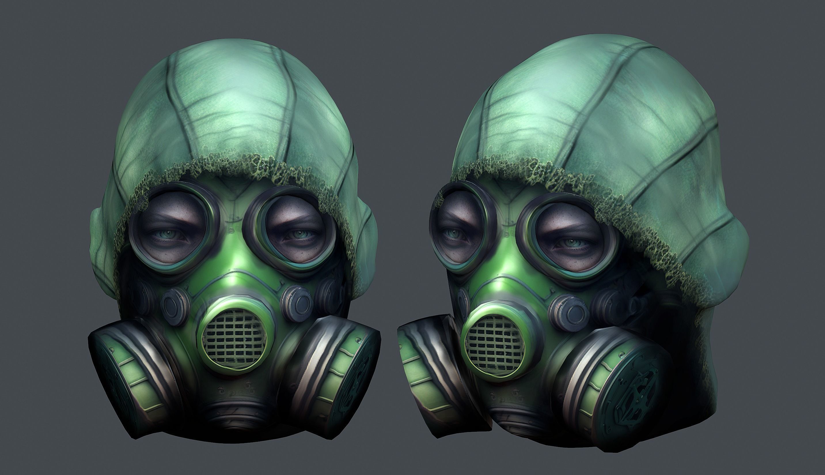 3D model Gas mask helmet scifi Low-poly character art game space VR ...