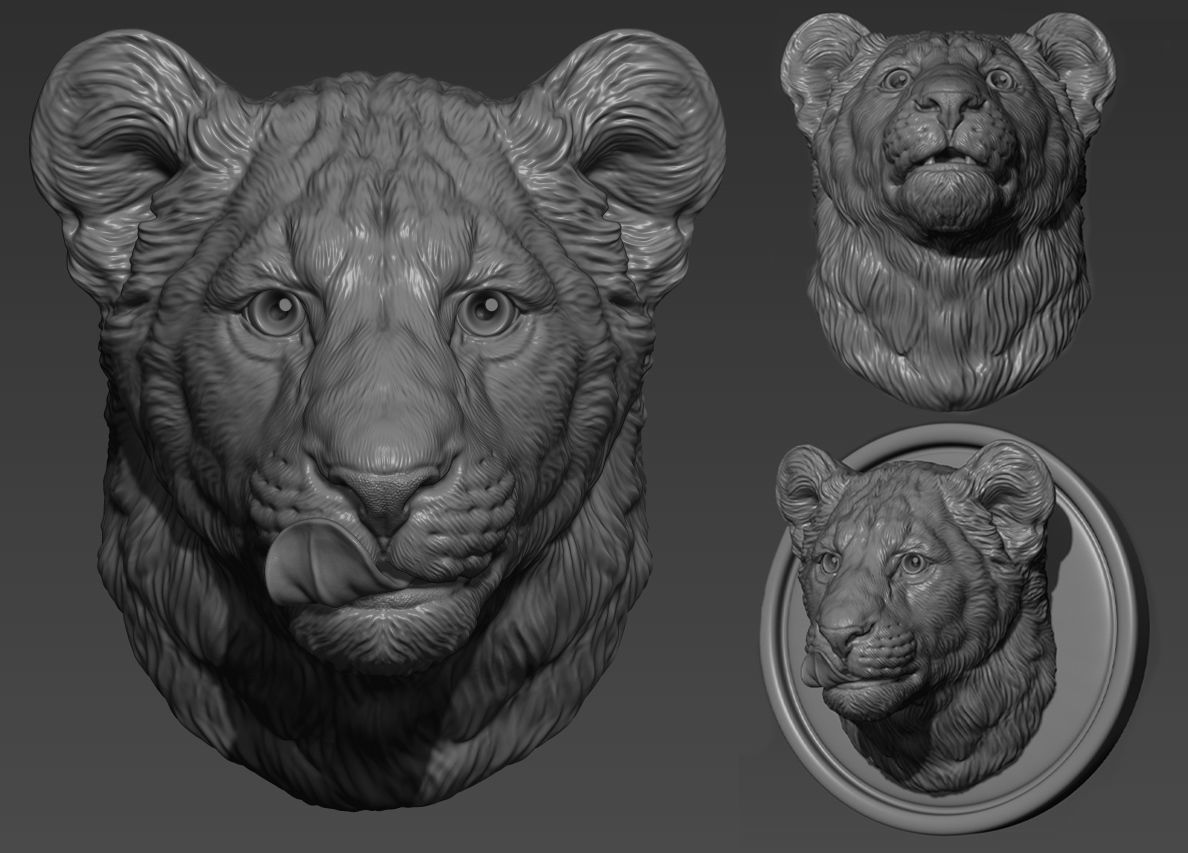 Lion cub head 3D model 3D printable | CGTrader