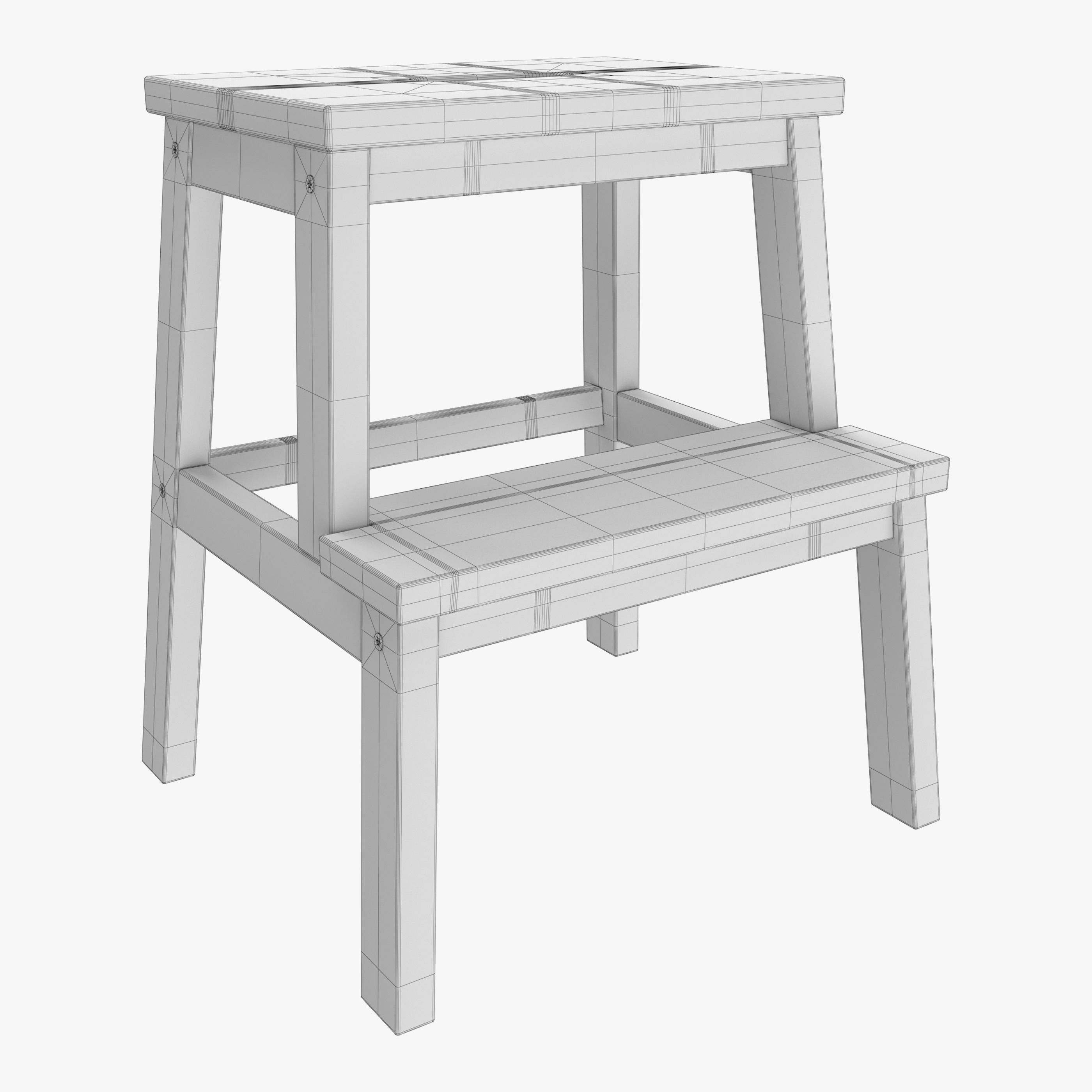 Ikea BEKVAM Step stool black white wooden by Nike Karlsson 3D model ...