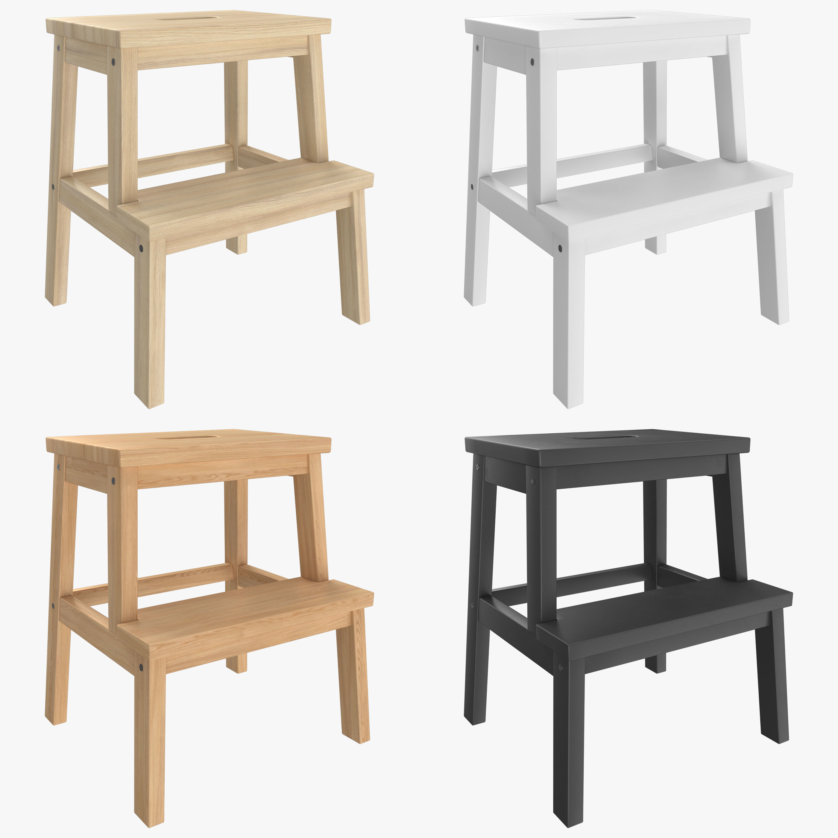 Ikea BEKVAM Step stool black white wooden by Nike Karlsson 3D model ...