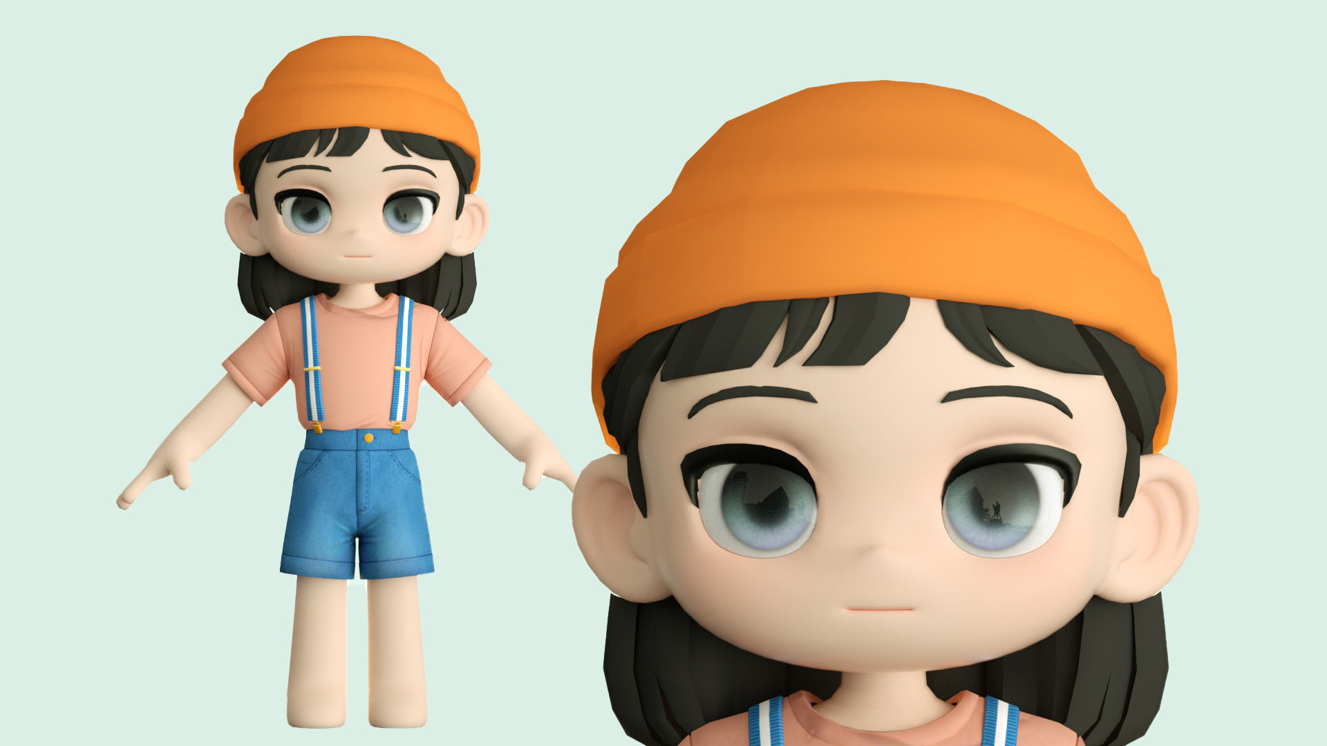 cartoon girl child little girl ip image cartoon character 3D model ...