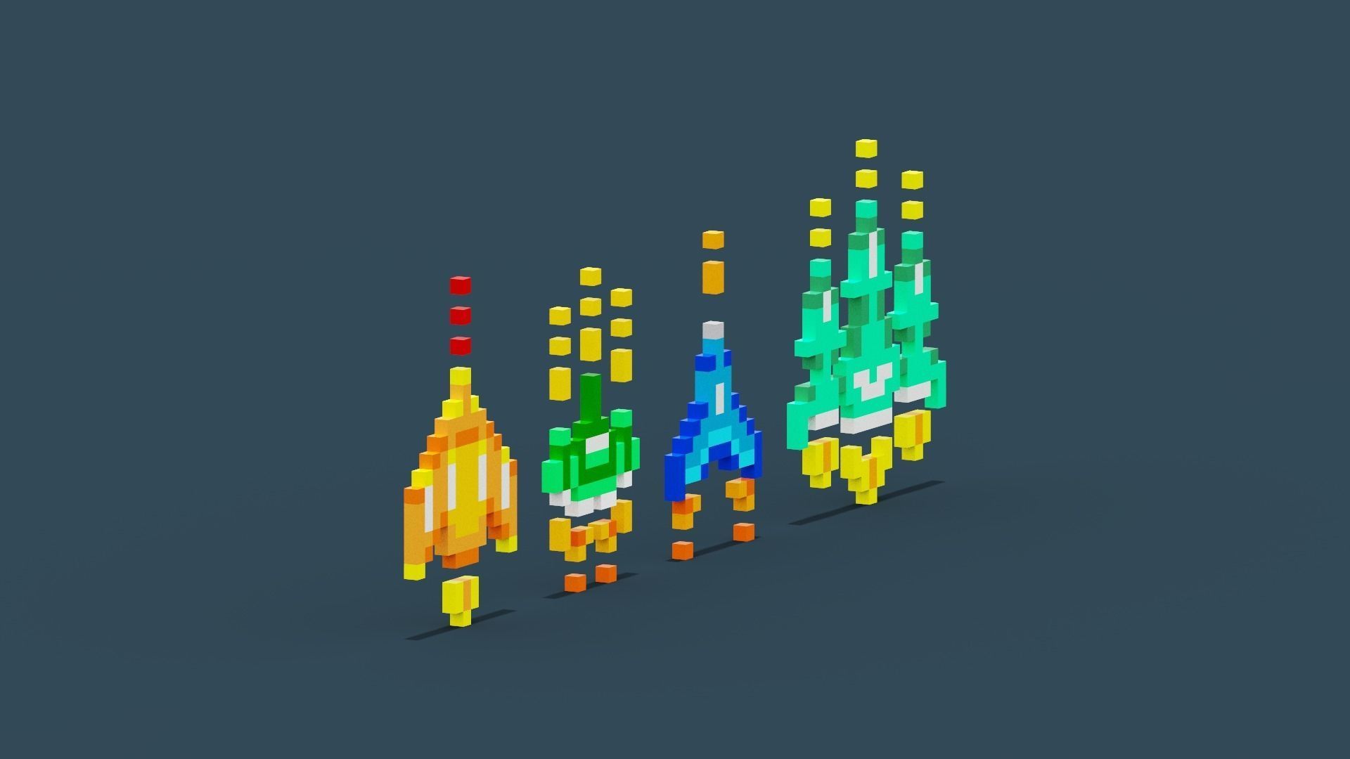 3D model Pixel Spaceship Pack VR / AR / low-poly | CGTrader