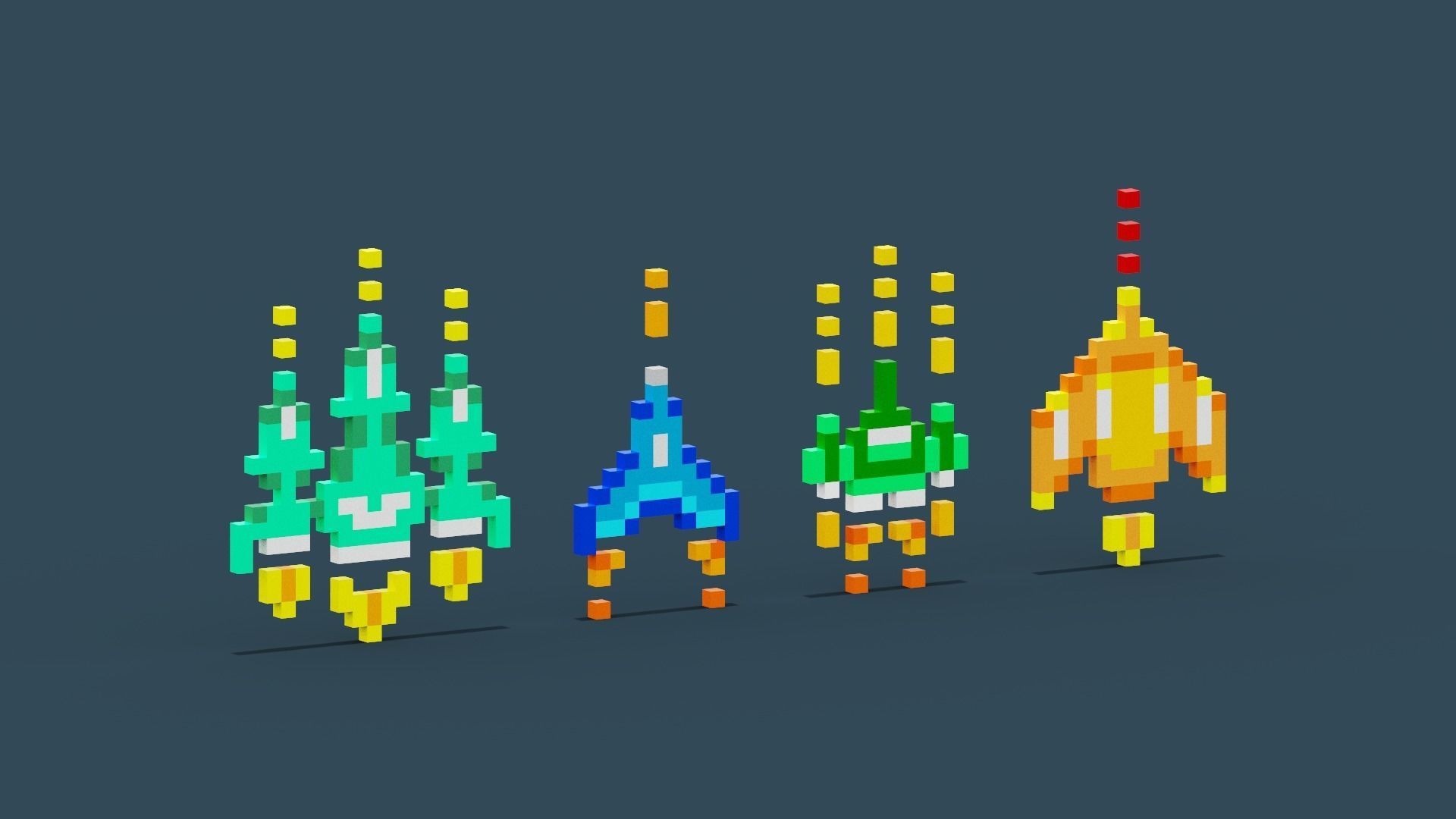 3D model Pixel Spaceship Pack VR / AR / low-poly | CGTrader