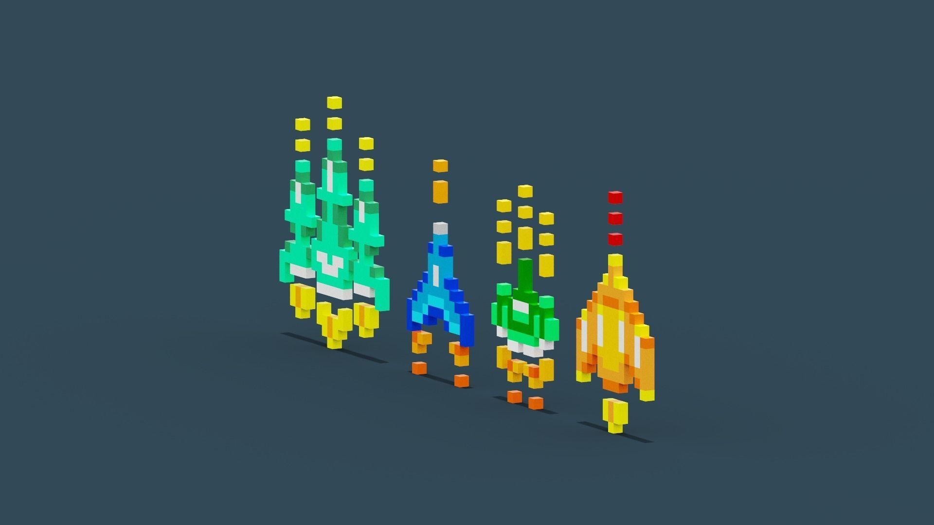 3D model Pixel Spaceship Pack VR / AR / low-poly | CGTrader