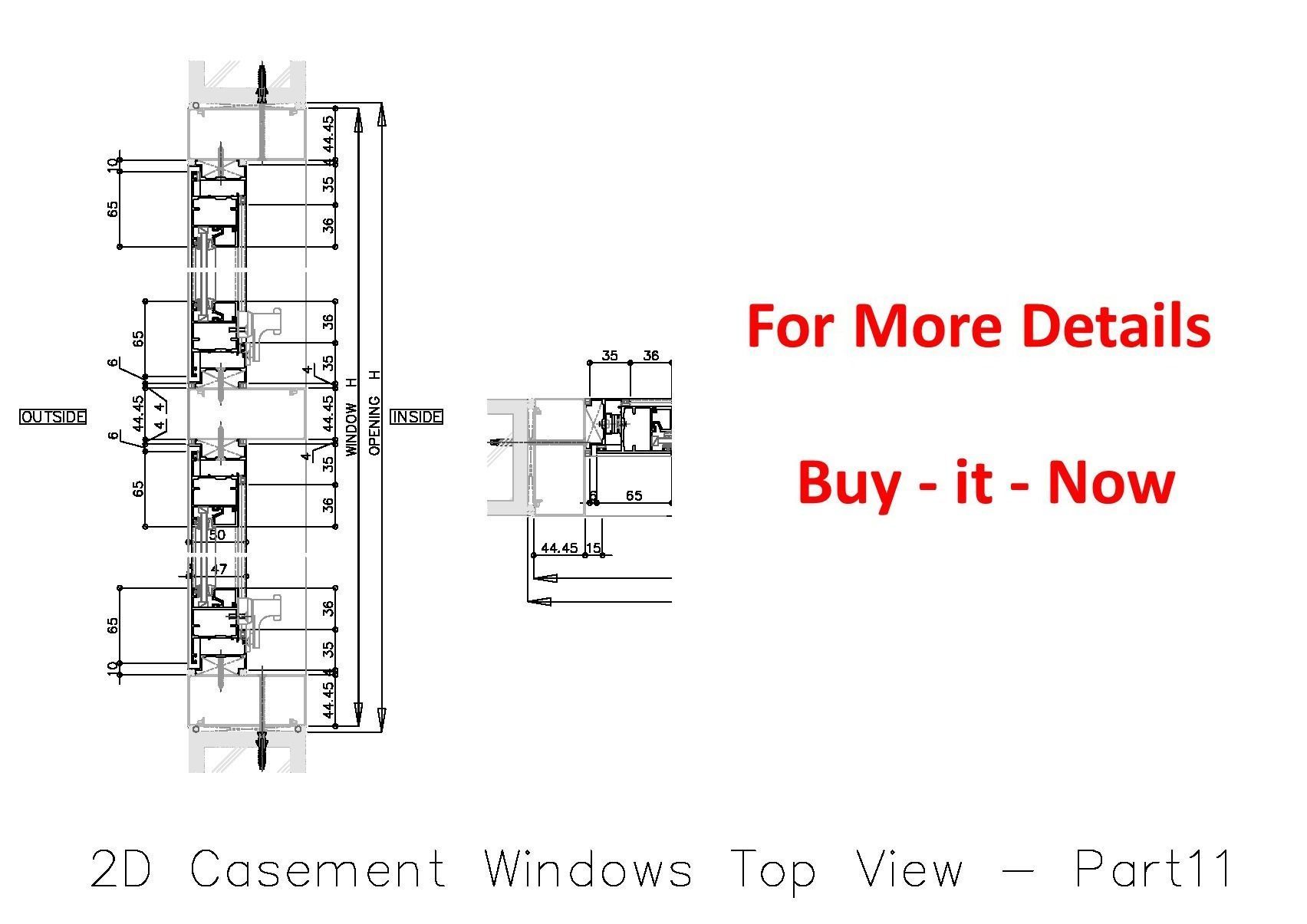 2D Casement Windows Top View 3D model | CGTrader