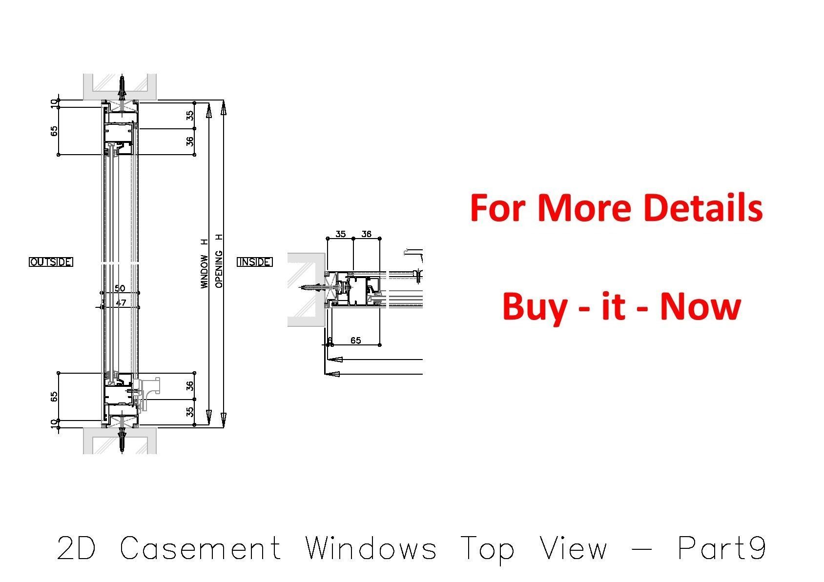 2D Casement Windows Top View 3D model | CGTrader