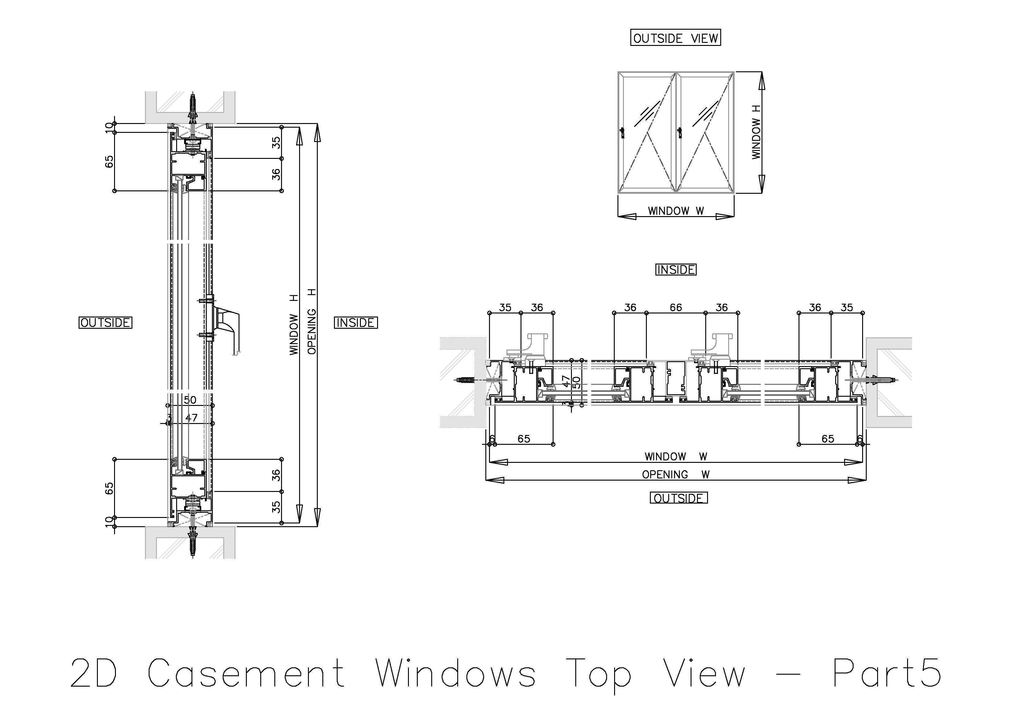 2D Casement Windows Top View 3D model | CGTrader