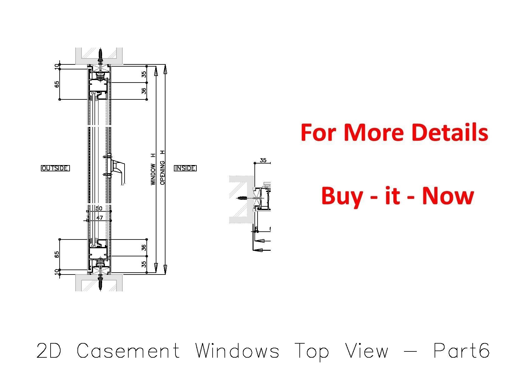 2D Casement Windows Top View 3D model | CGTrader