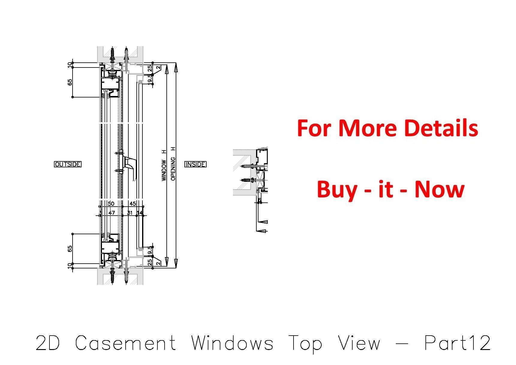 2D Casement Windows Top View 3D model | CGTrader