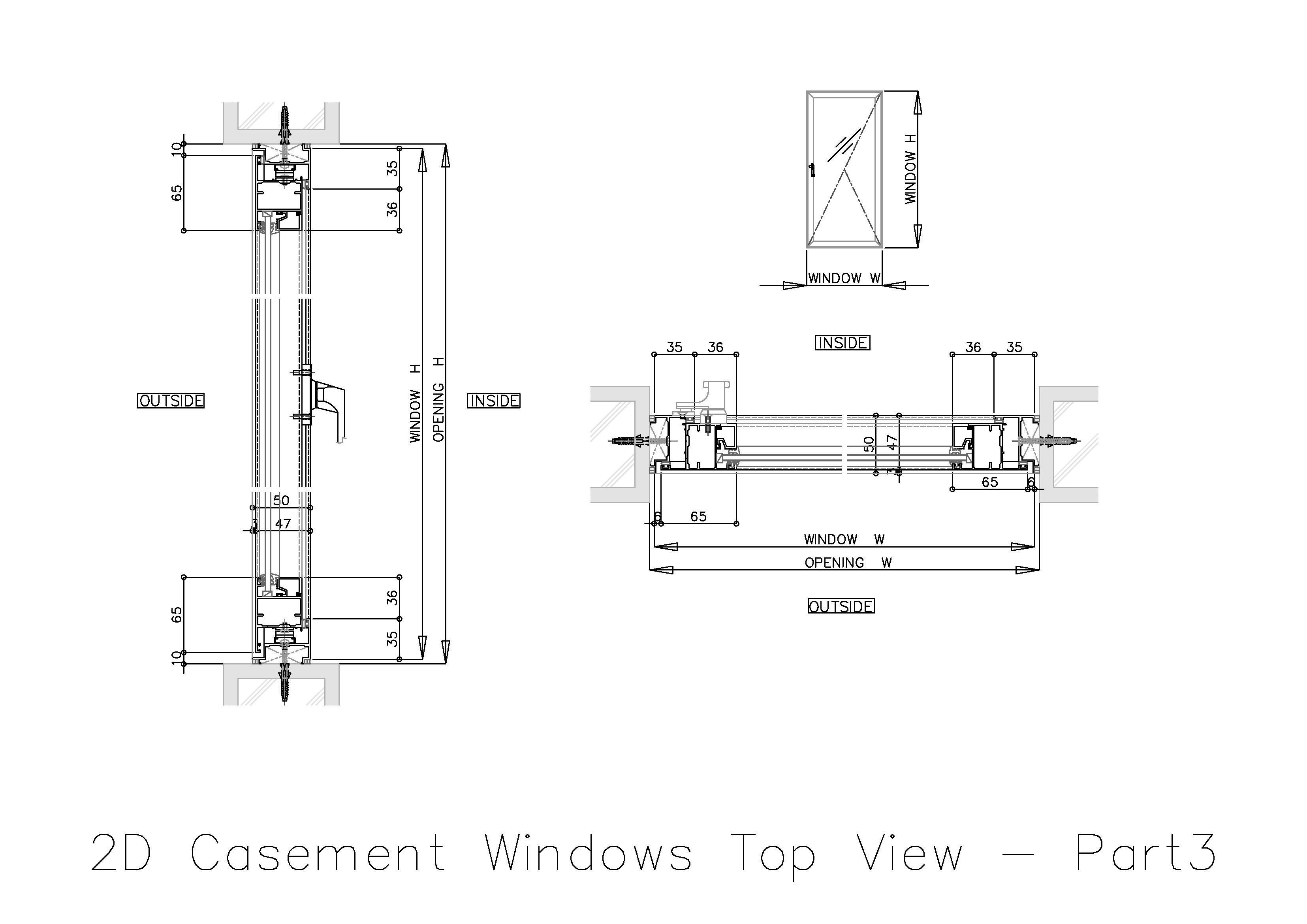 2D Casement Windows Top View 3D model | CGTrader