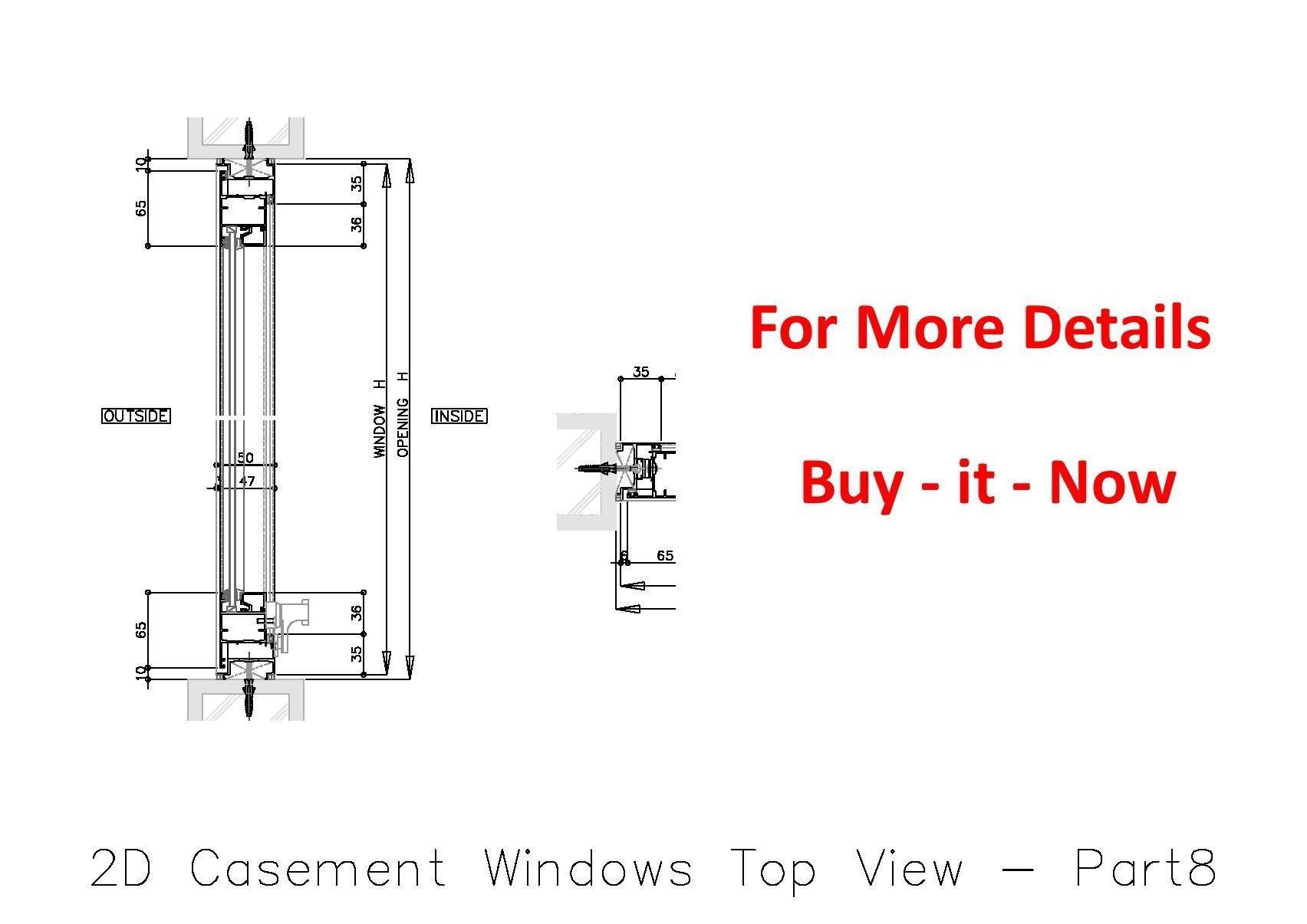 2D Casement Windows Top View 3D model | CGTrader
