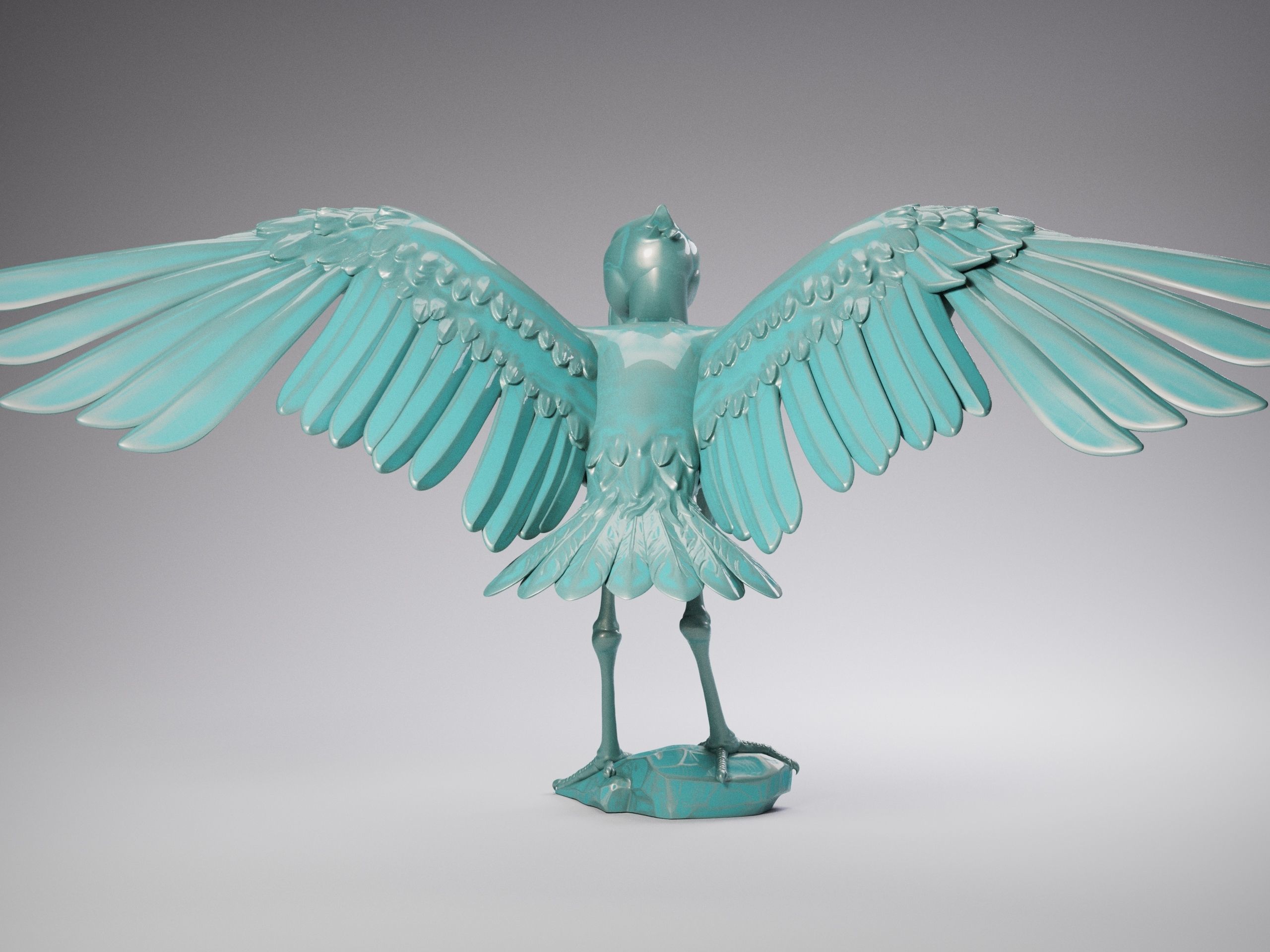 Shoebill statue of bird in turquoise 3D model 3D printable | CGTrader