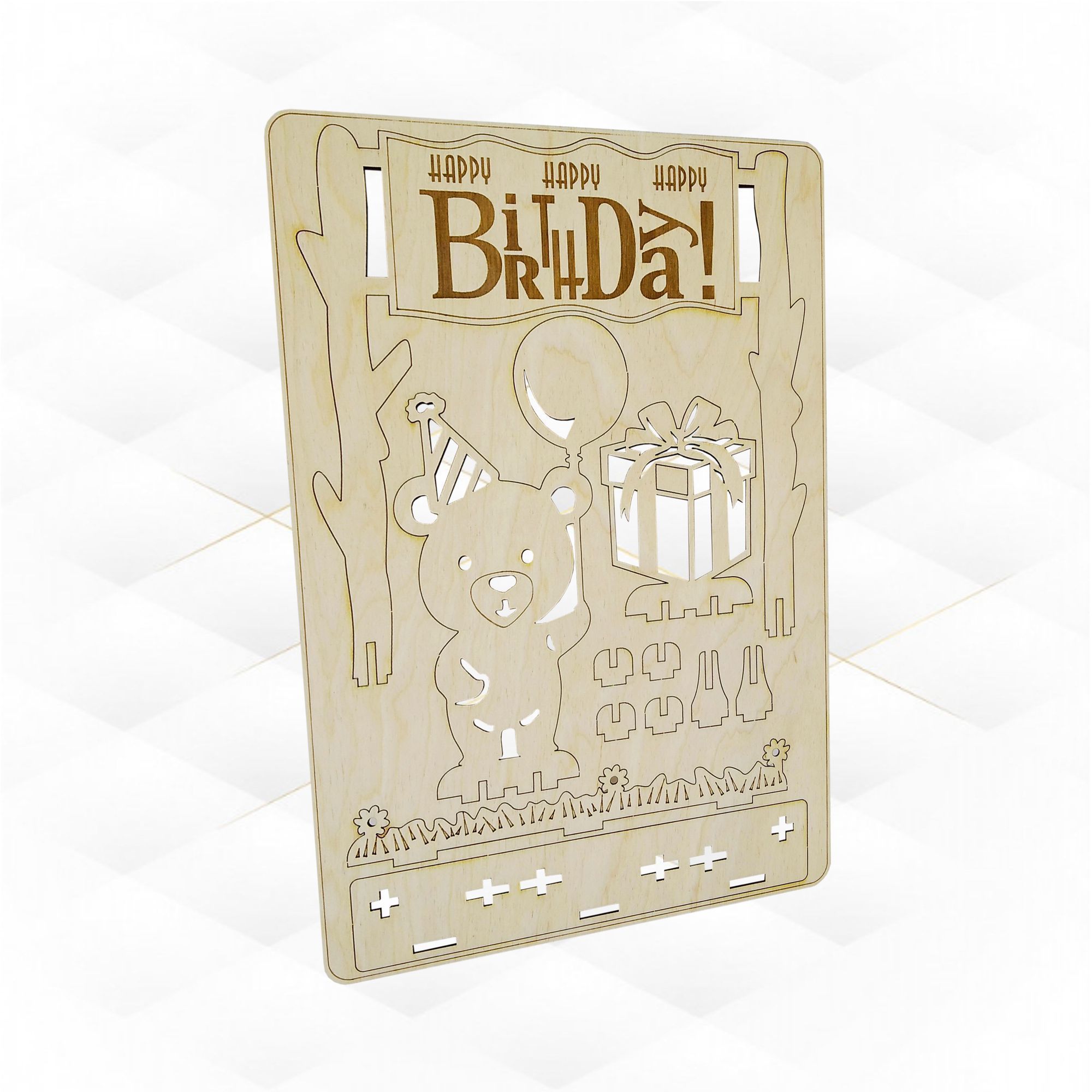 Happy birthday card svg dxf design laser cutting 3D model 3D printable ...