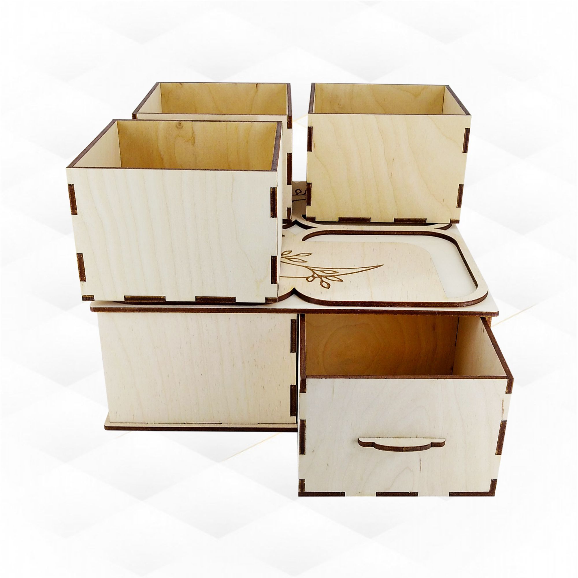 Gift box 4 in 1 laser cutting project 3D model 3D printable | CGTrader