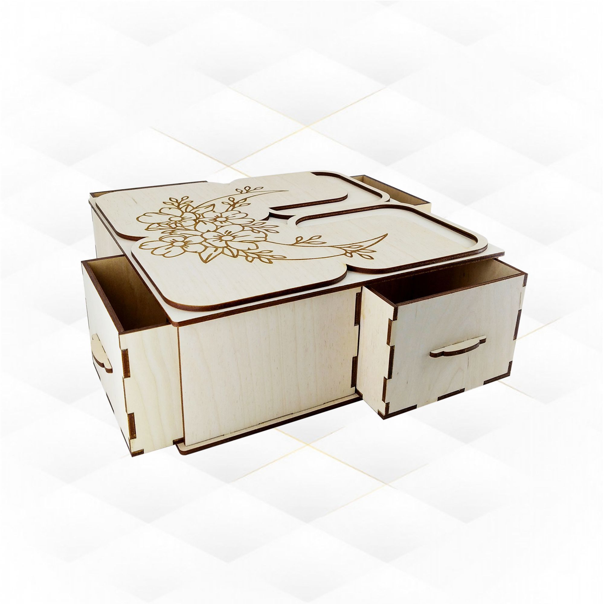 Gift box 4 in 1 laser cutting project 3D model 3D printable | CGTrader