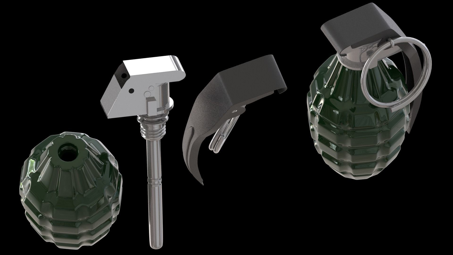 3D model MK2 Hand Grenade With Part VR / AR / low-poly | CGTrader