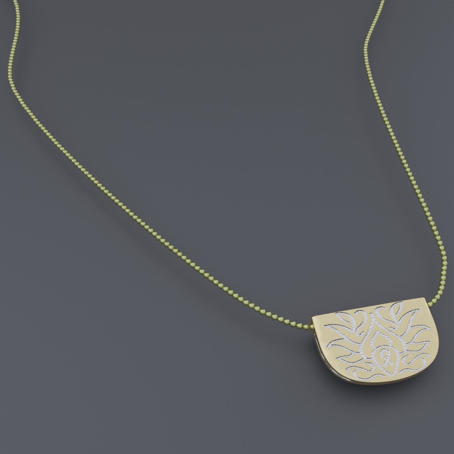 3D model Low Poly White Lotus Golden Necklace VR / AR / low-poly | CGTrader