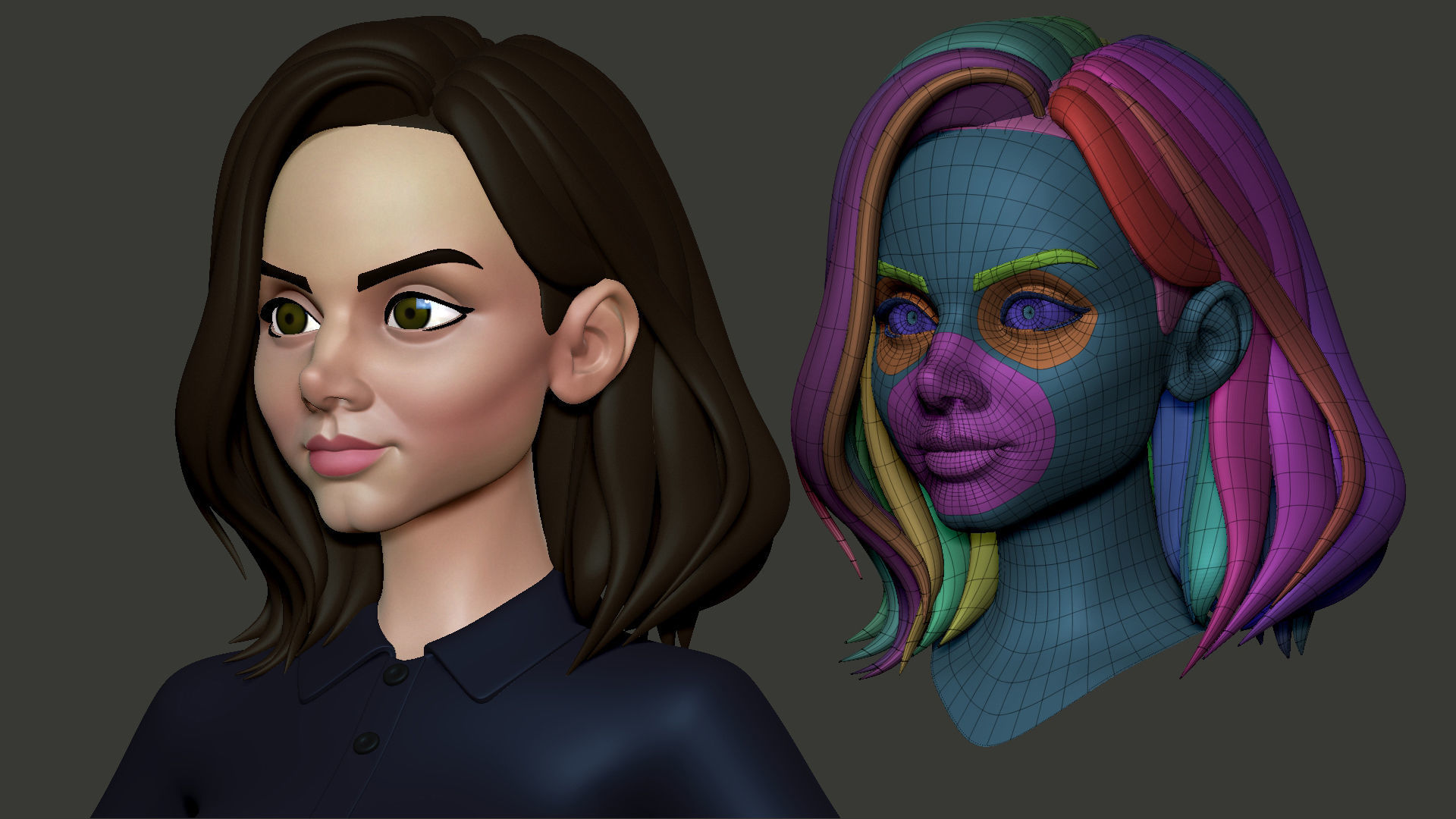 3D model Stylized Female Character Head - Ana VR / AR / low-poly | CGTrader